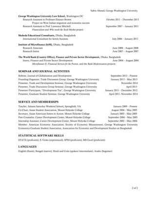 Sabin Ahmed's CV (Abridged) | PDF | Business Accounting & Finance | Business