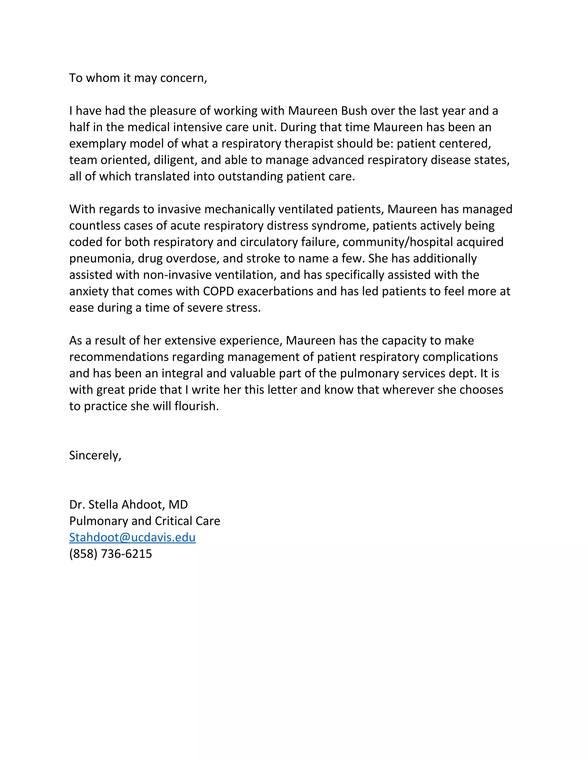 Stella Ahdoot LOR | DOC