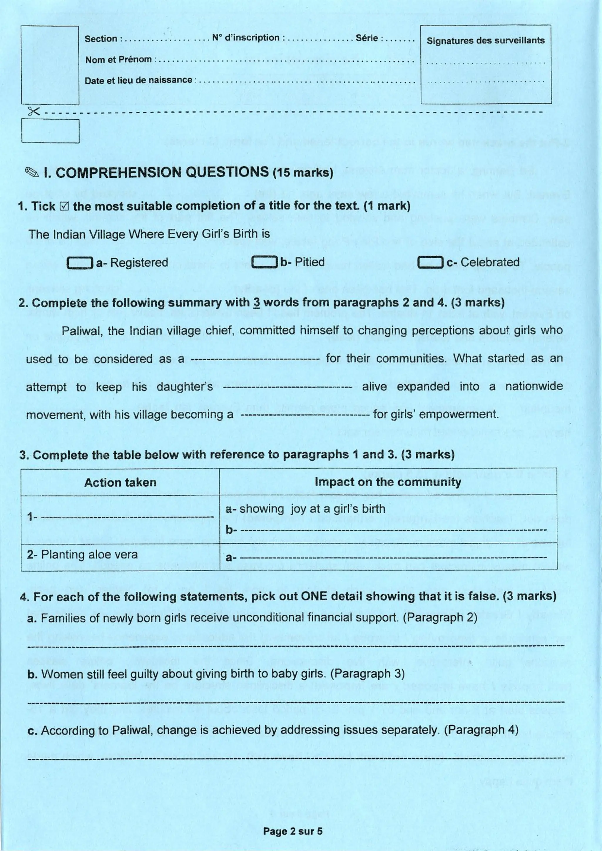 bac 2022.pdf national exam to secondary pupils | PDF