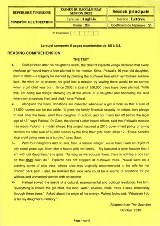 bac 2022.pdf national exam to secondary pupils | PDF