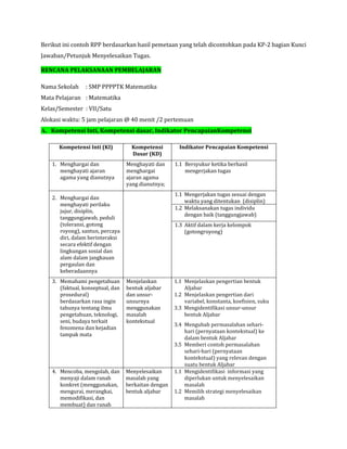 Bacaan 1.3 penyusunan rpp matematika smp | PDF