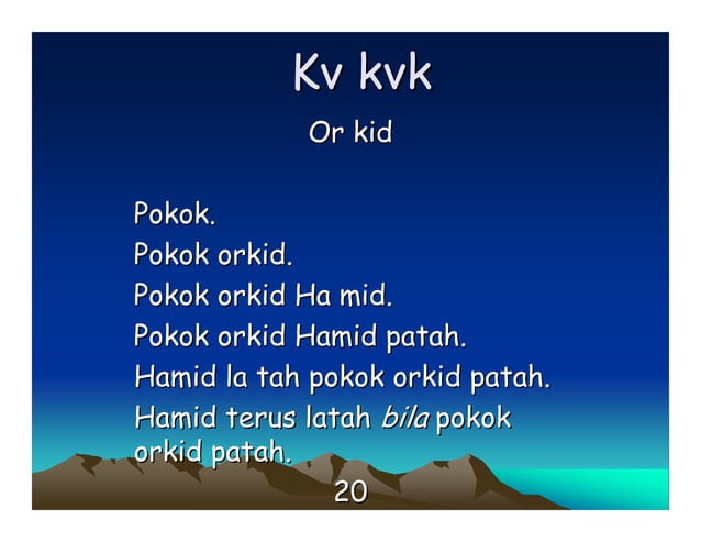 Bacaan Bergred KV KVK sesuai untuk murid pemulihan khas | PPT