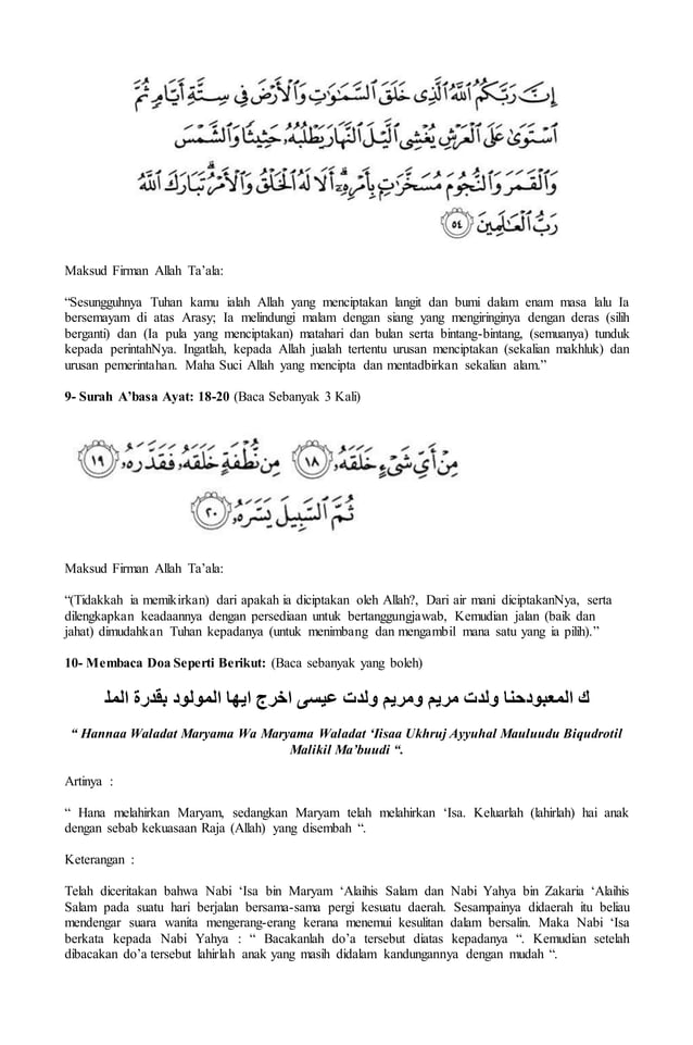 Bacaan doa ketika hendak melahirkan | PDF