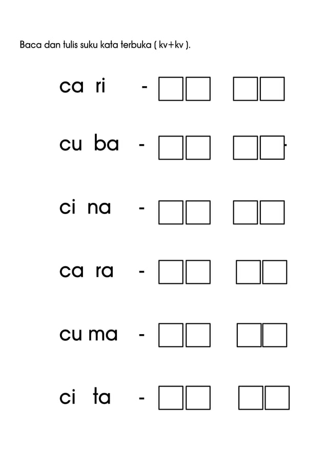 Baca dan tulis suku kata terbuka | PDF