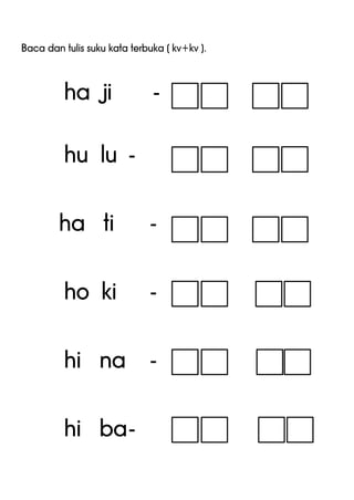 Baca dan tulis suku kata terbuka | PDF