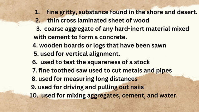 identifying materials and tools for a task | PDF | Woodworking | Arts ...