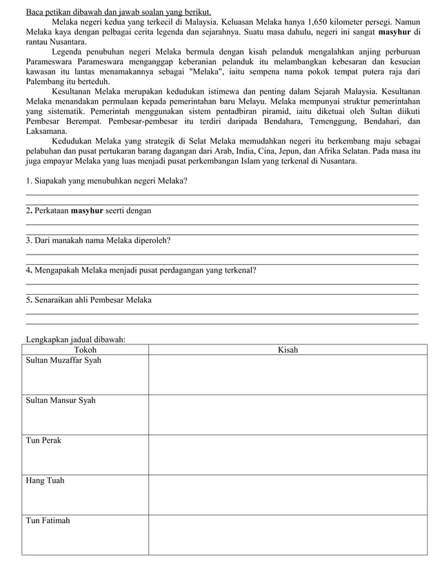 Baca petikan dibawah dan jawab soalan yang berikut | DOC