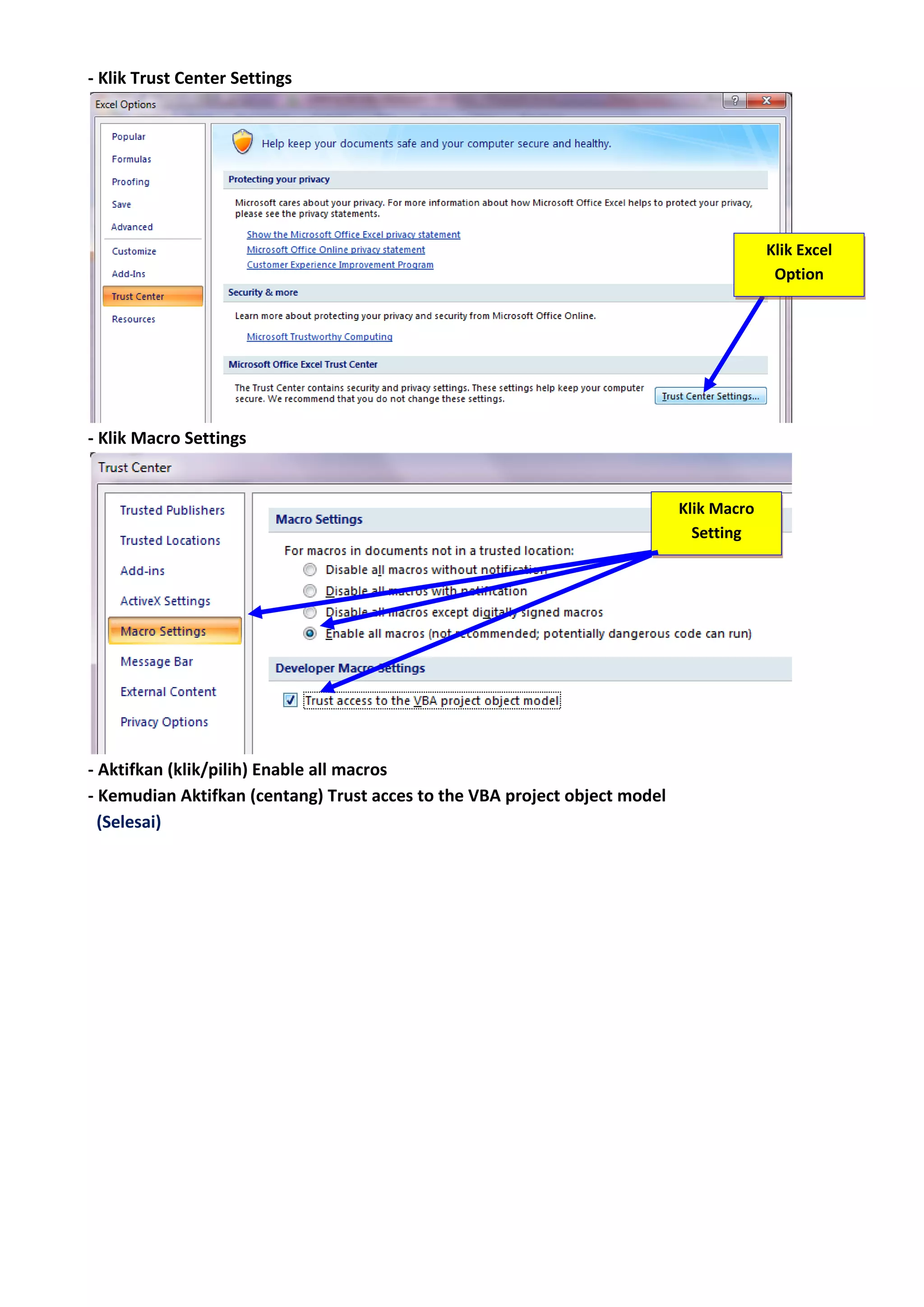 Baca saya dahulu setting security macro dan vba | PDF