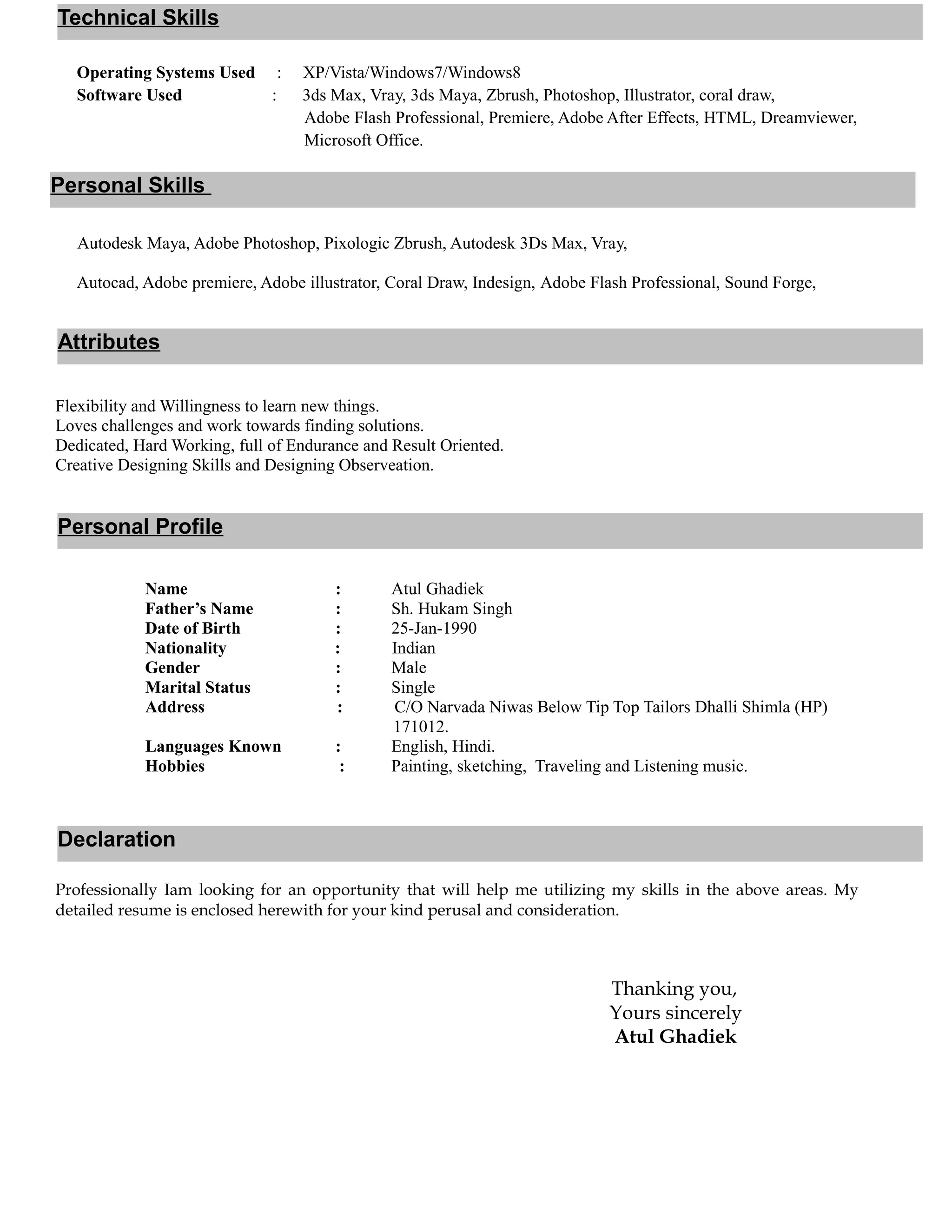 Atul ghadiekResume-2015 | DOC