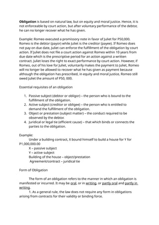 Obligations and Contracts - Article 1156 | DOCX | Law