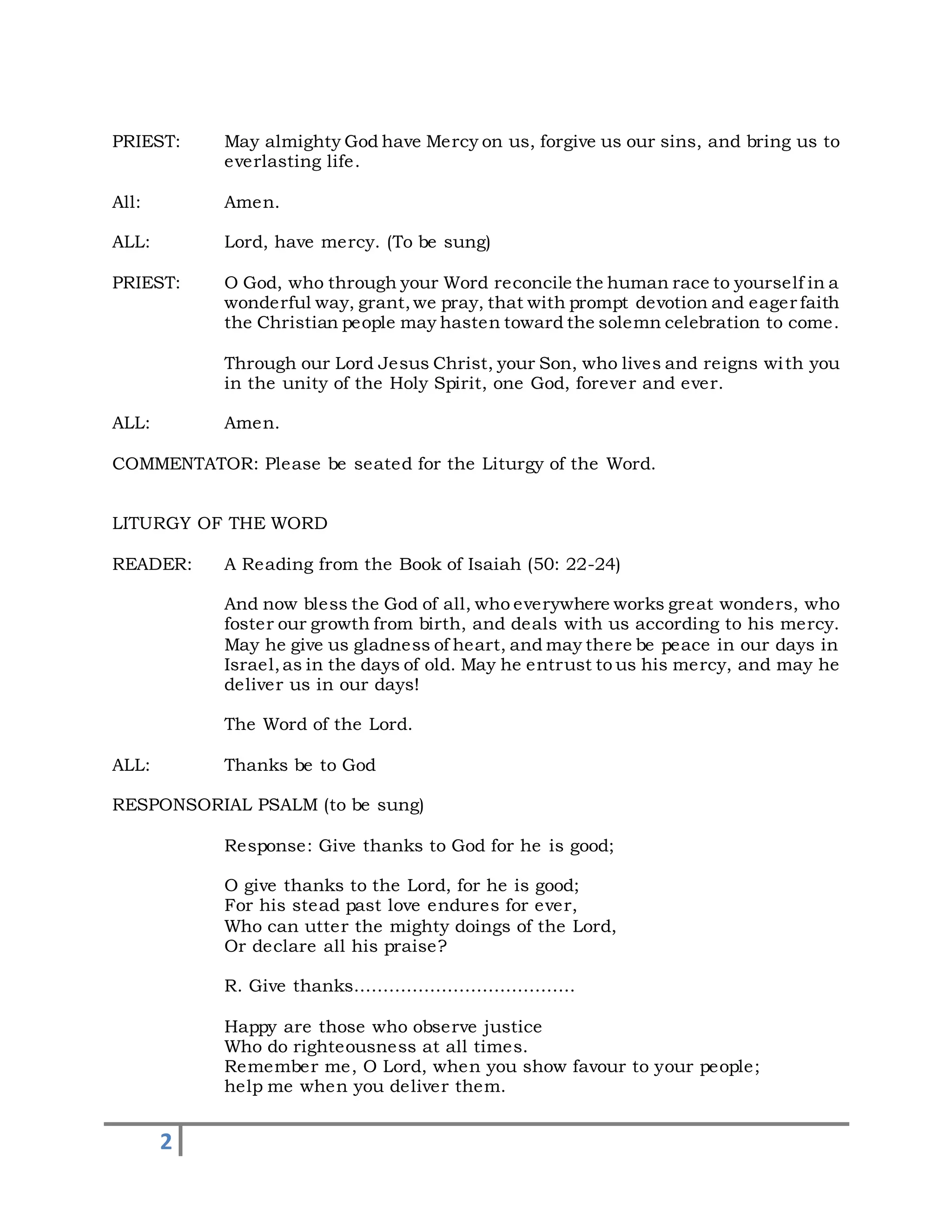 Baccalaureate Mass Sample | DOCX