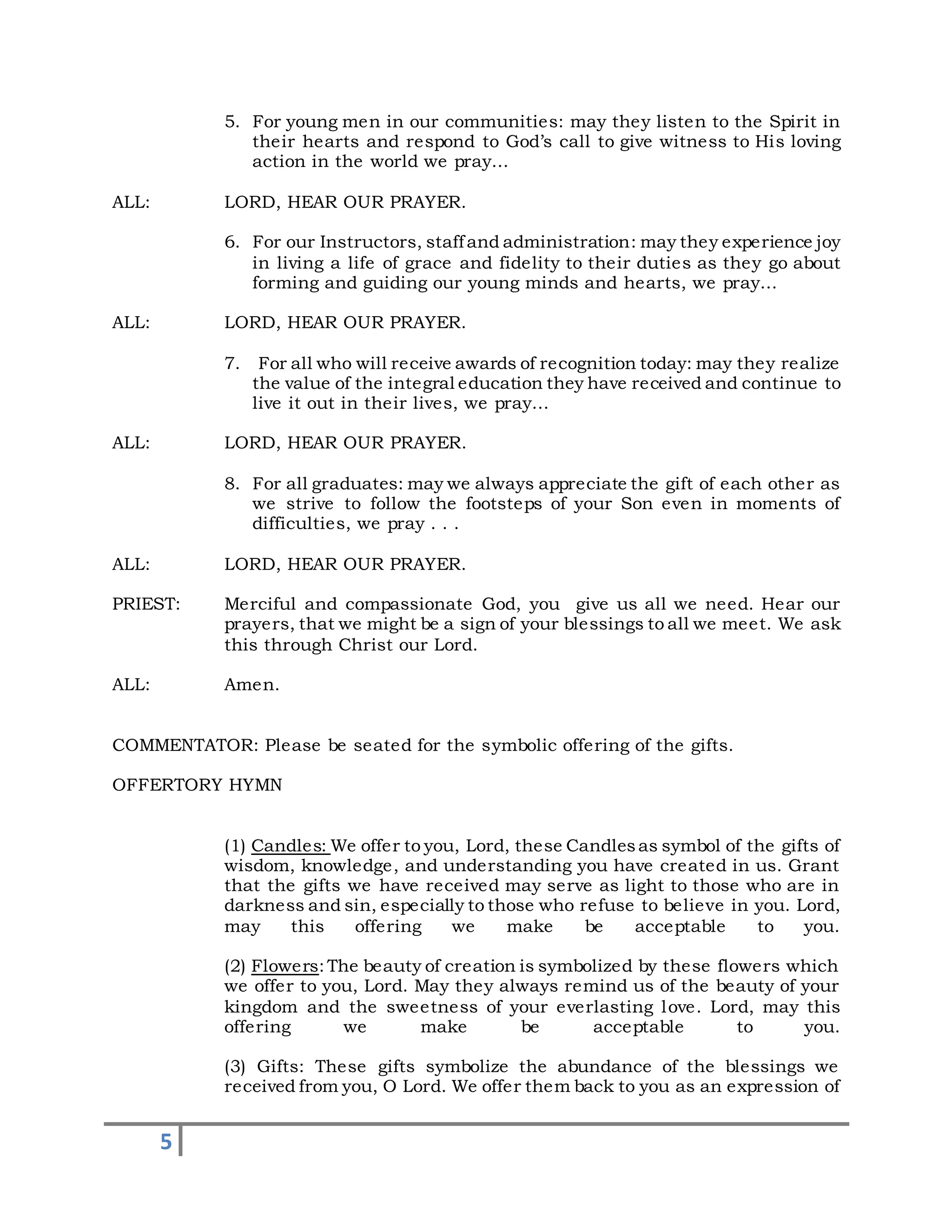 Baccalaureate Mass Sample | DOCX