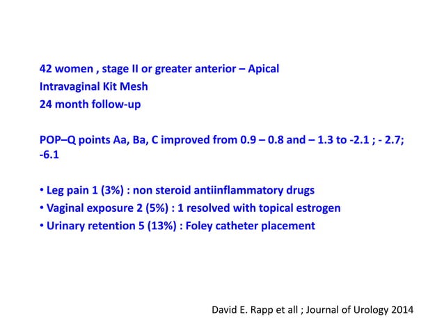 Colpocele anteriore recidivante: riparazione fasciale vs protesica | PPT