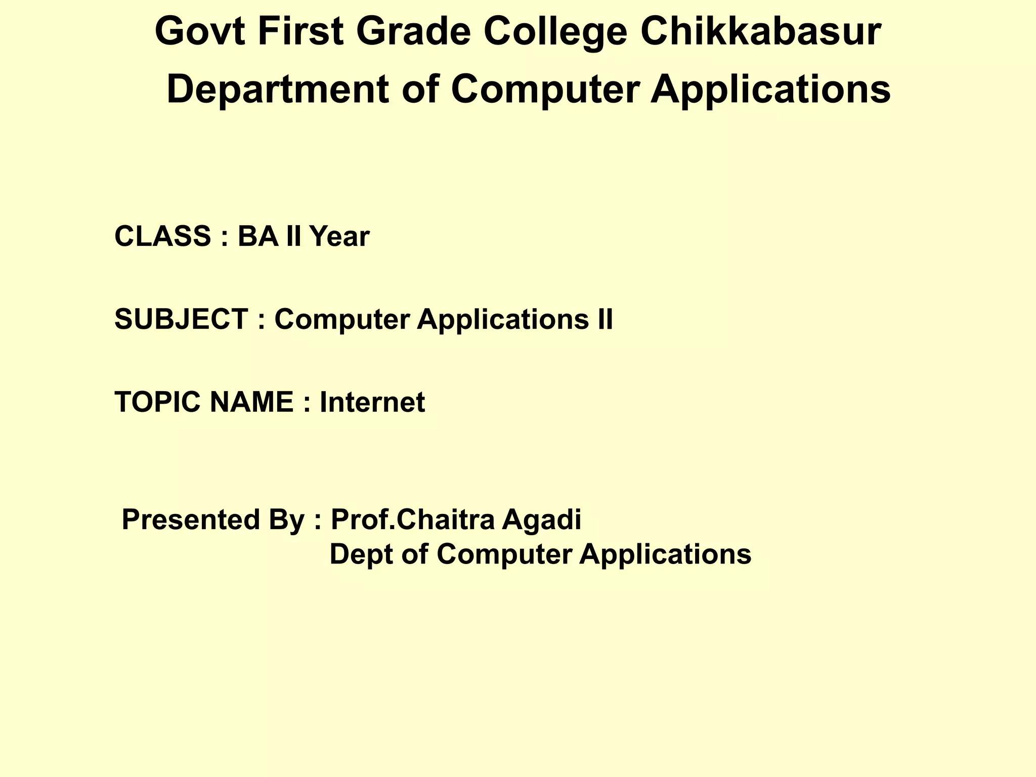 GFGC CHIKKABASUR | PPT | Free Download