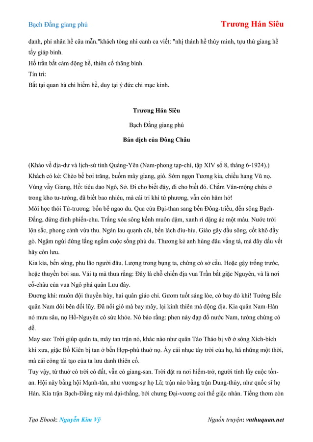 Bach dang giang phu truong han sieu | PDF