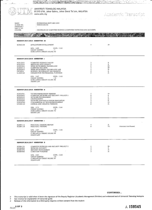 Bach degree transcript | PDF