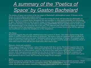 The Poetics Of Space Summary