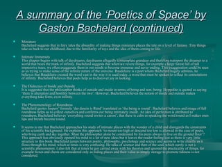 The Poetics Of Space Summary