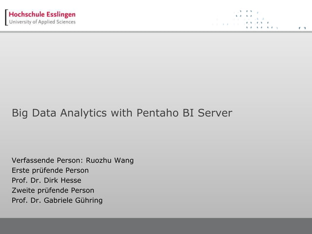 Big Data Analytics with Pentaho BI Server | PPT