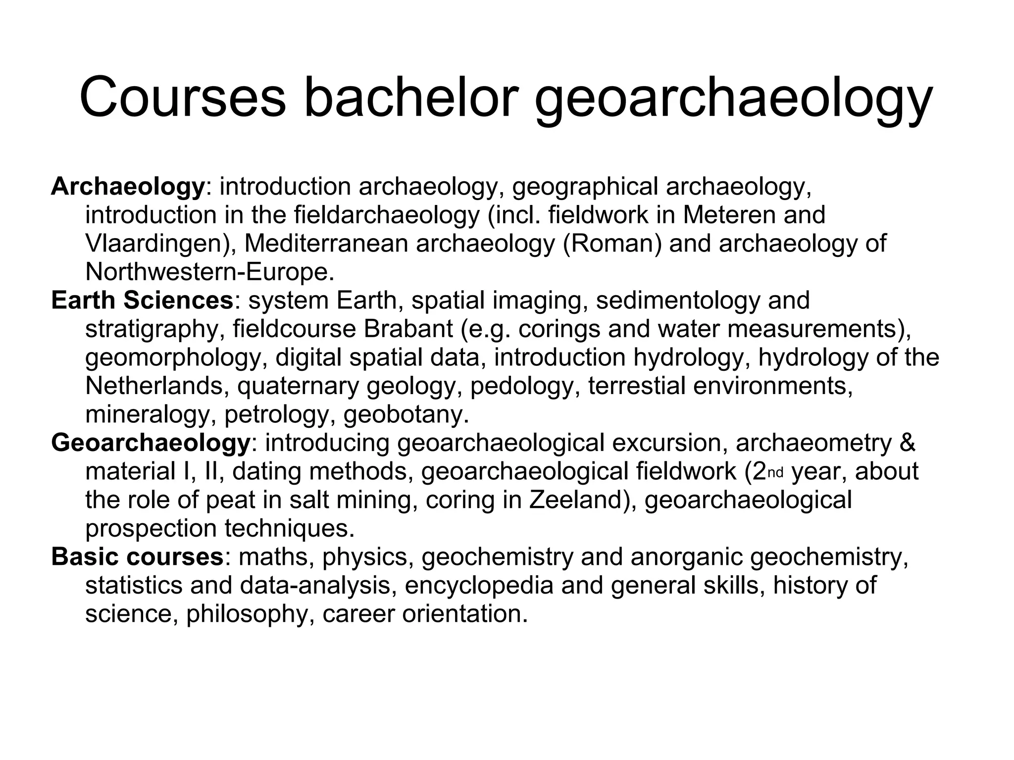 Courses bachelor geoarchaeology | PPT