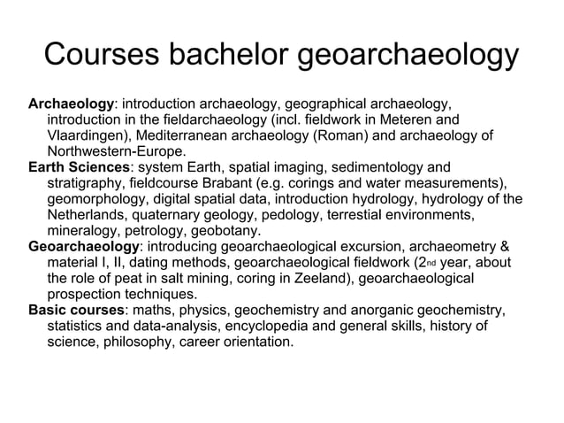 Courses bachelor geoarchaeology | PPT