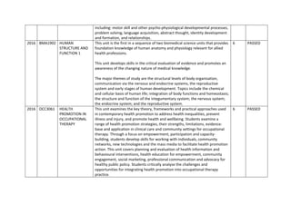 Bachelor of OT completed units | PDF