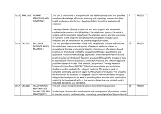 Bachelor of OT completed units | PDF