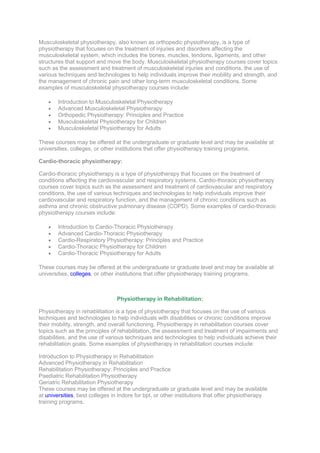 Bachelor of physiotherapy | Best college for bpt | PDF