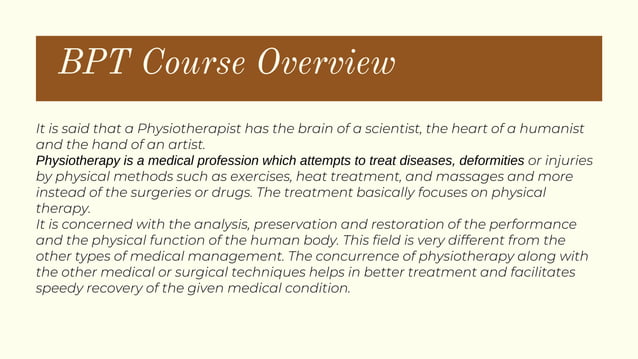 Bachelor of physiotherapy (bpt) colleges in bangalore | PPT