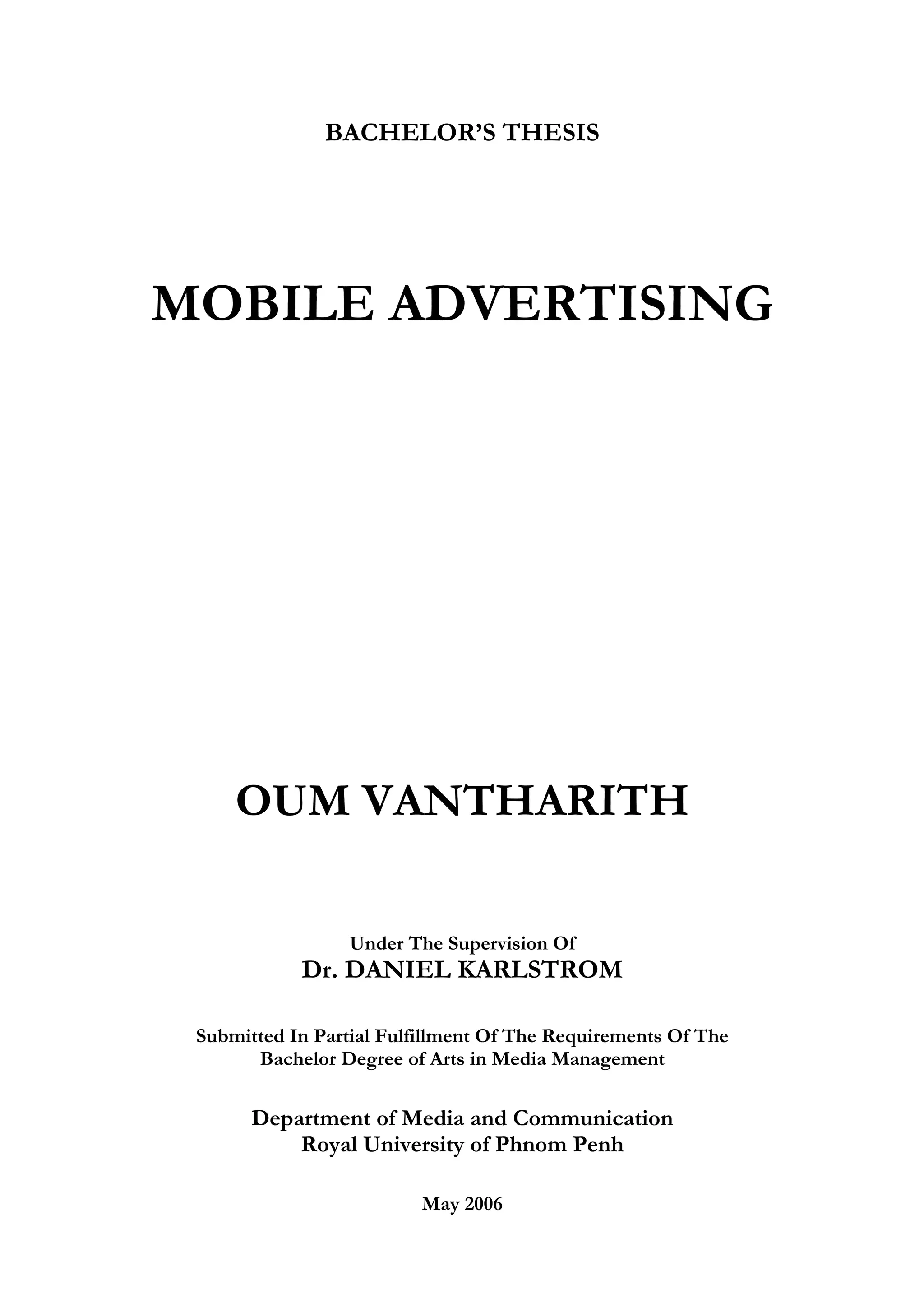 Bachelor's Thesis: Mobile Advertising | PDF