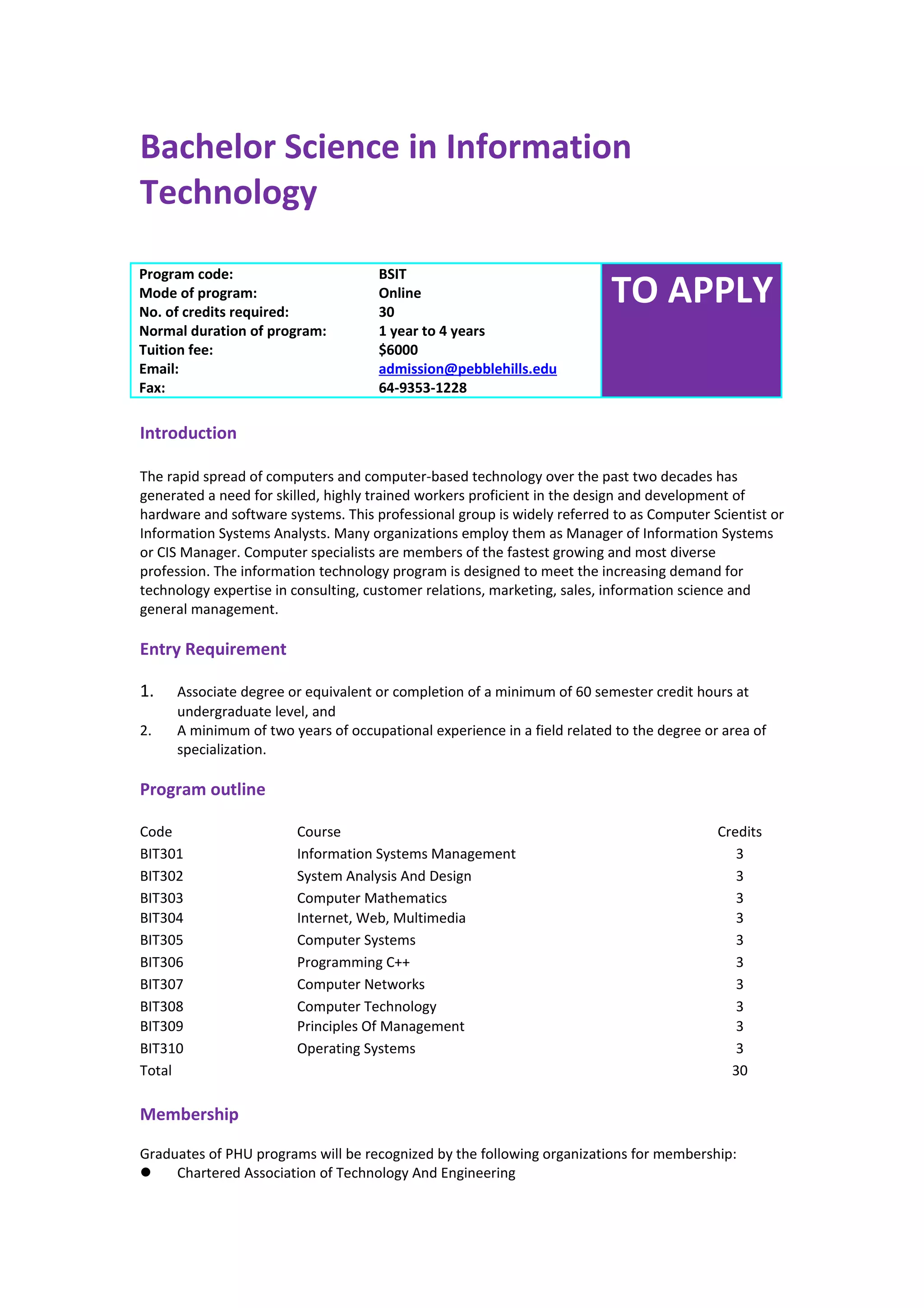 Bachelor Science In Information Technology | DOC