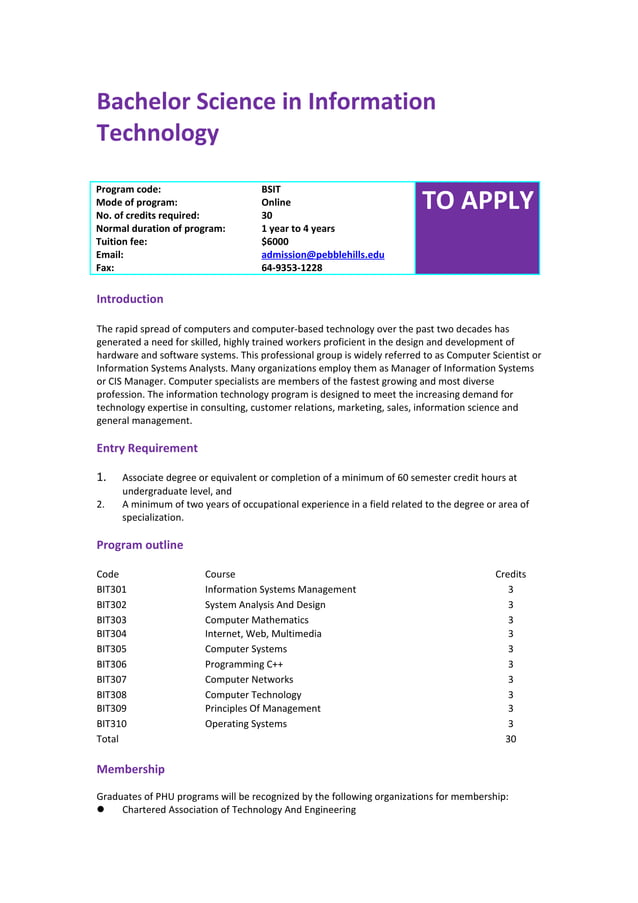 Bachelor Science In Information Technology | DOC