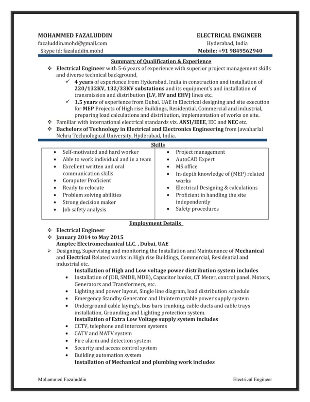 Bachelor's degree (electrical engineer(mep) 6 years of experience ...