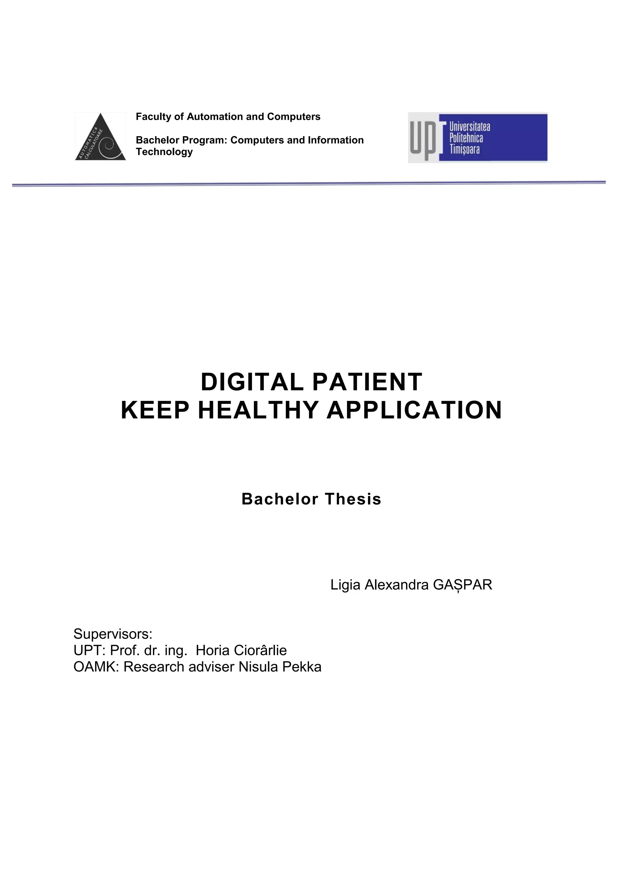 Bachelor thesis - Keep Healthy Application | PDF
