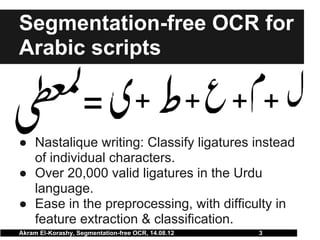 Search space reduction for holistic ligature recognition in Urdu ...