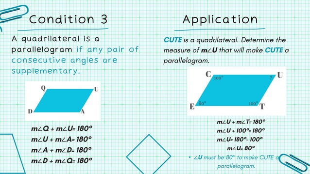 “Determine the condition that make a quadrilateral a parallelogram.”.pptx | Geography | Science