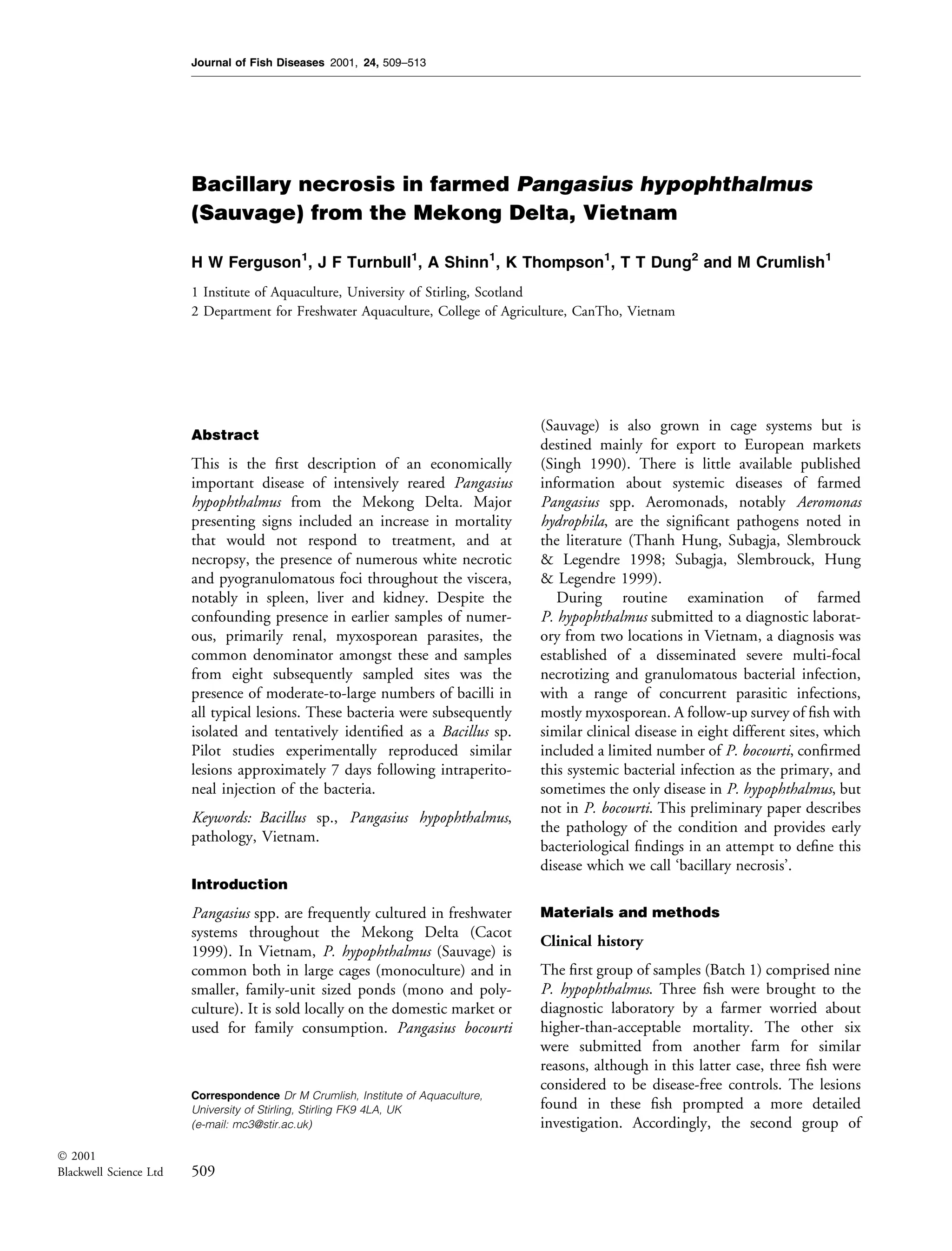 Bacillary necrosis in farmed pangasius hypophthalmus | PDF | Infectious ...