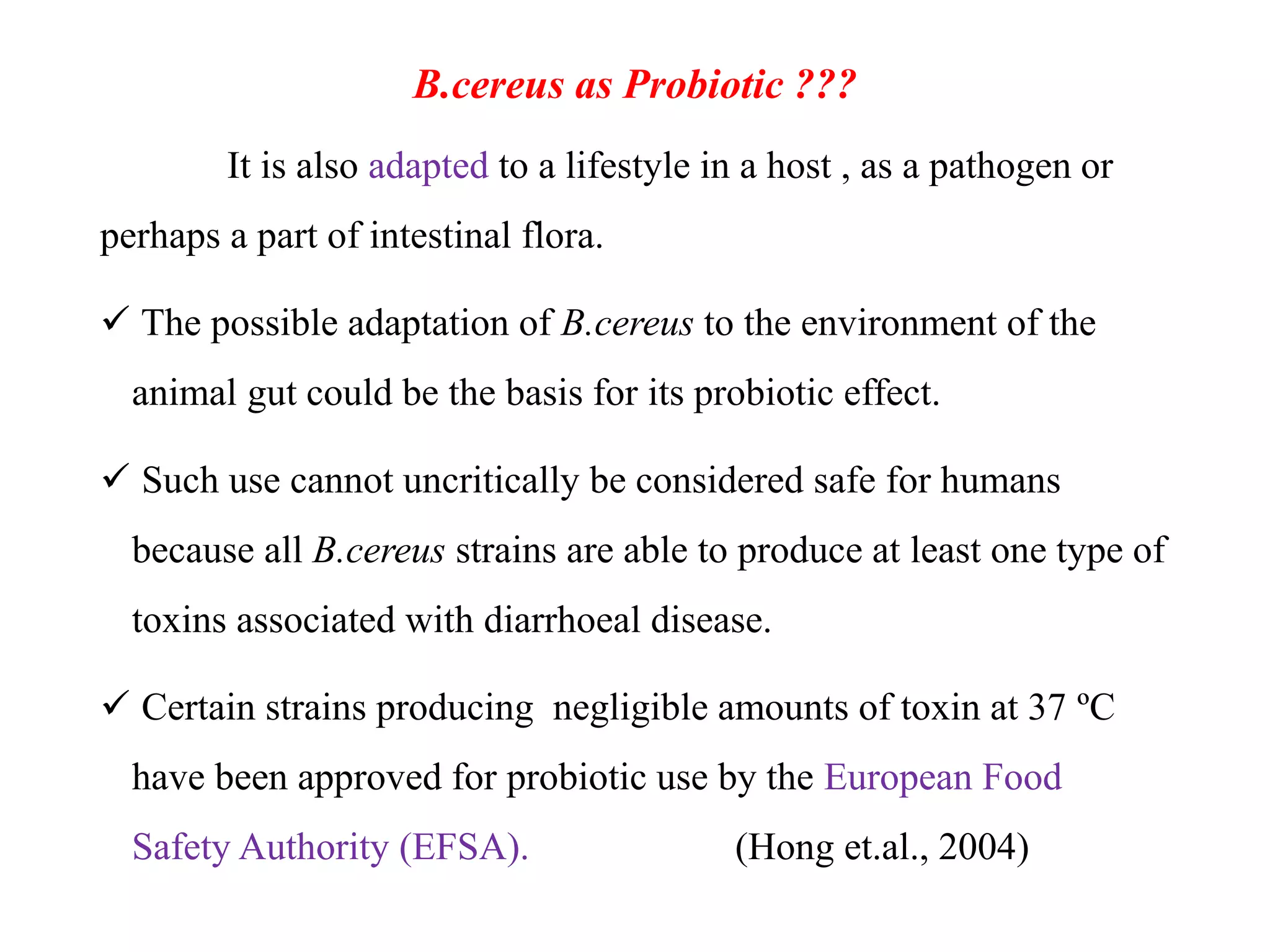 Bacillus cereus - contamination in food | PDF