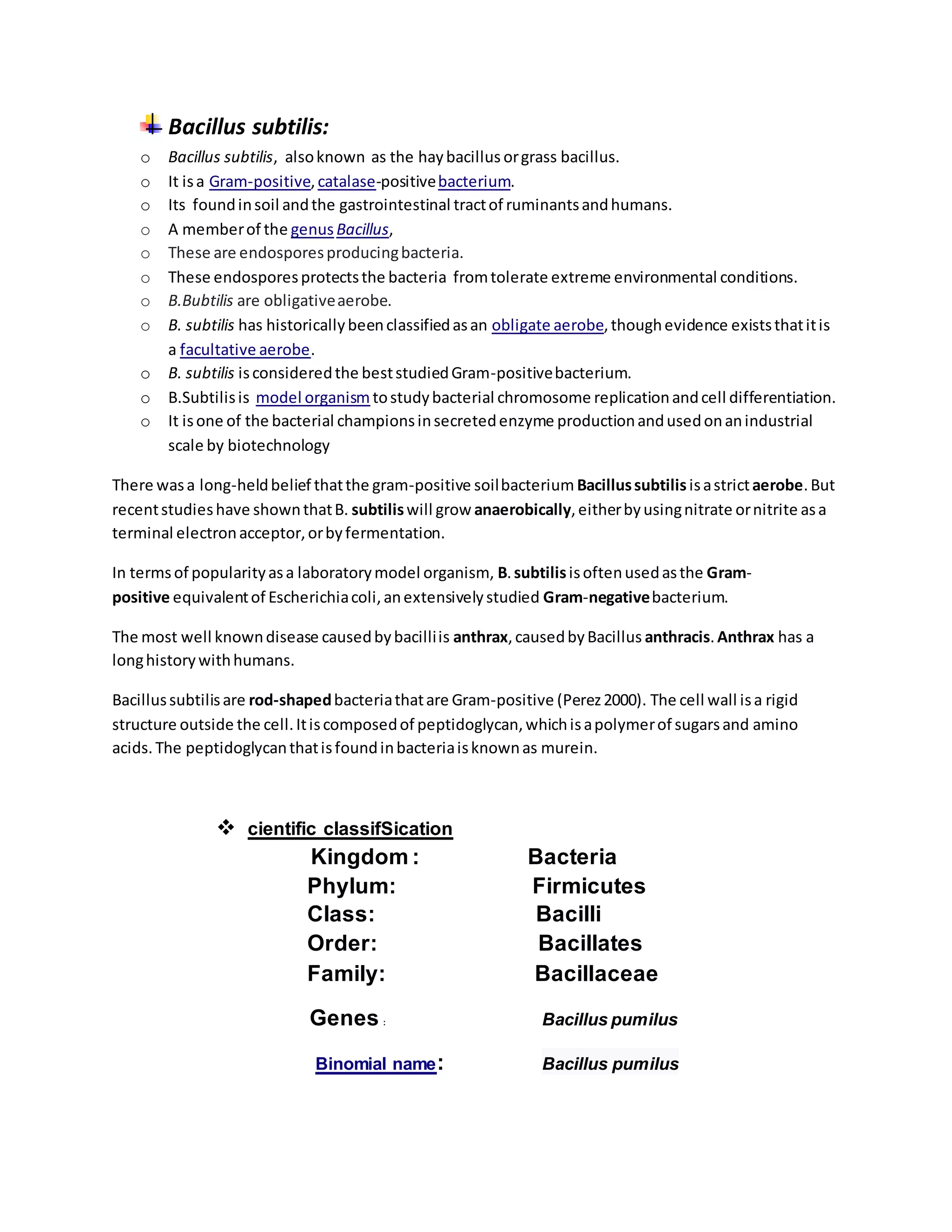 classification of Bacillus Subitils | PDF