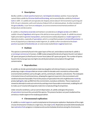 scientific classification of Bacillus Subitils | DOCX