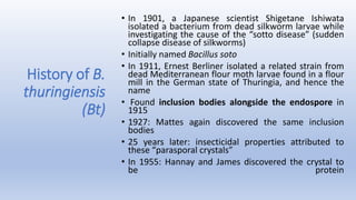 Bacillus thuringiensis: Story of an Entomopathogen | PPTX