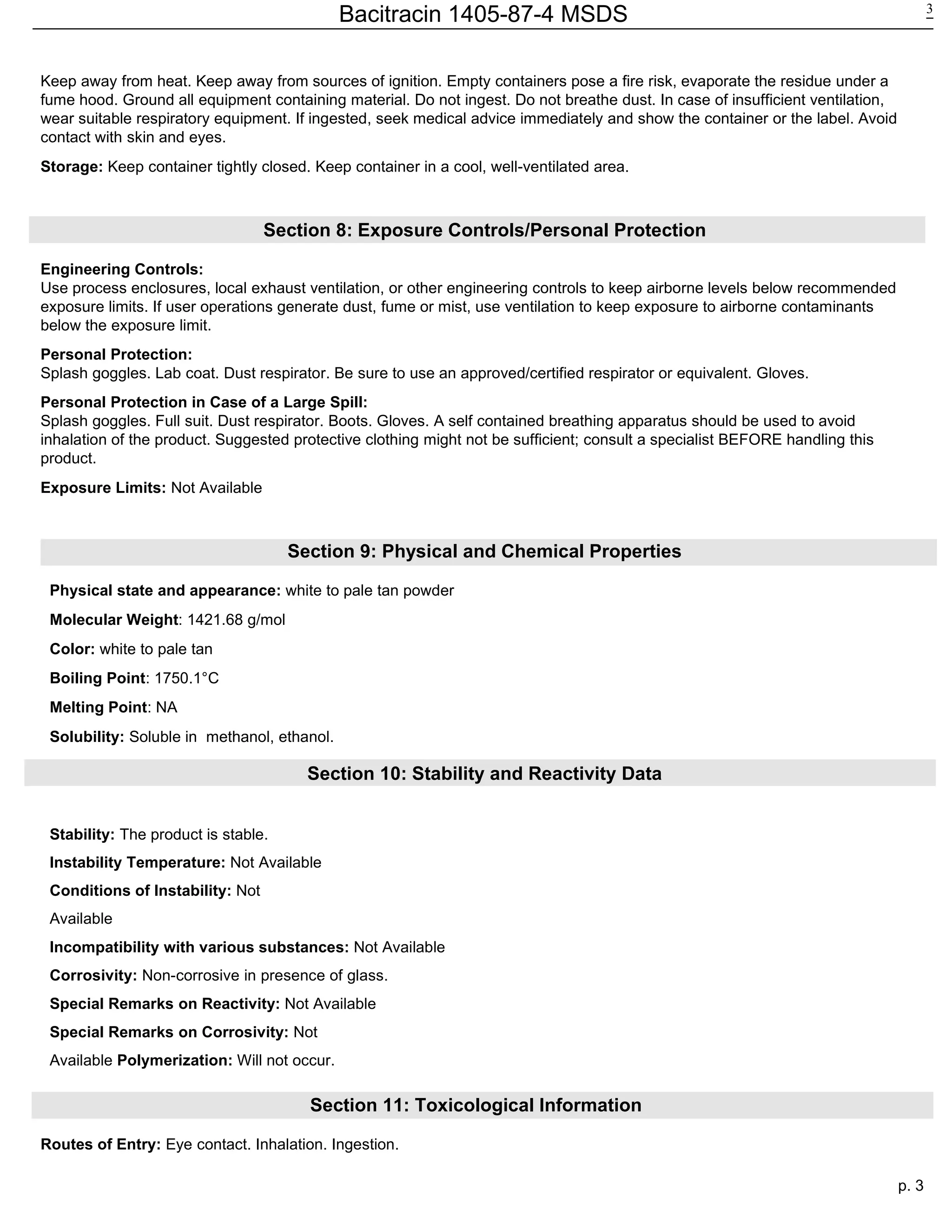 Bacitracin 1405 87-4 msds | PDF