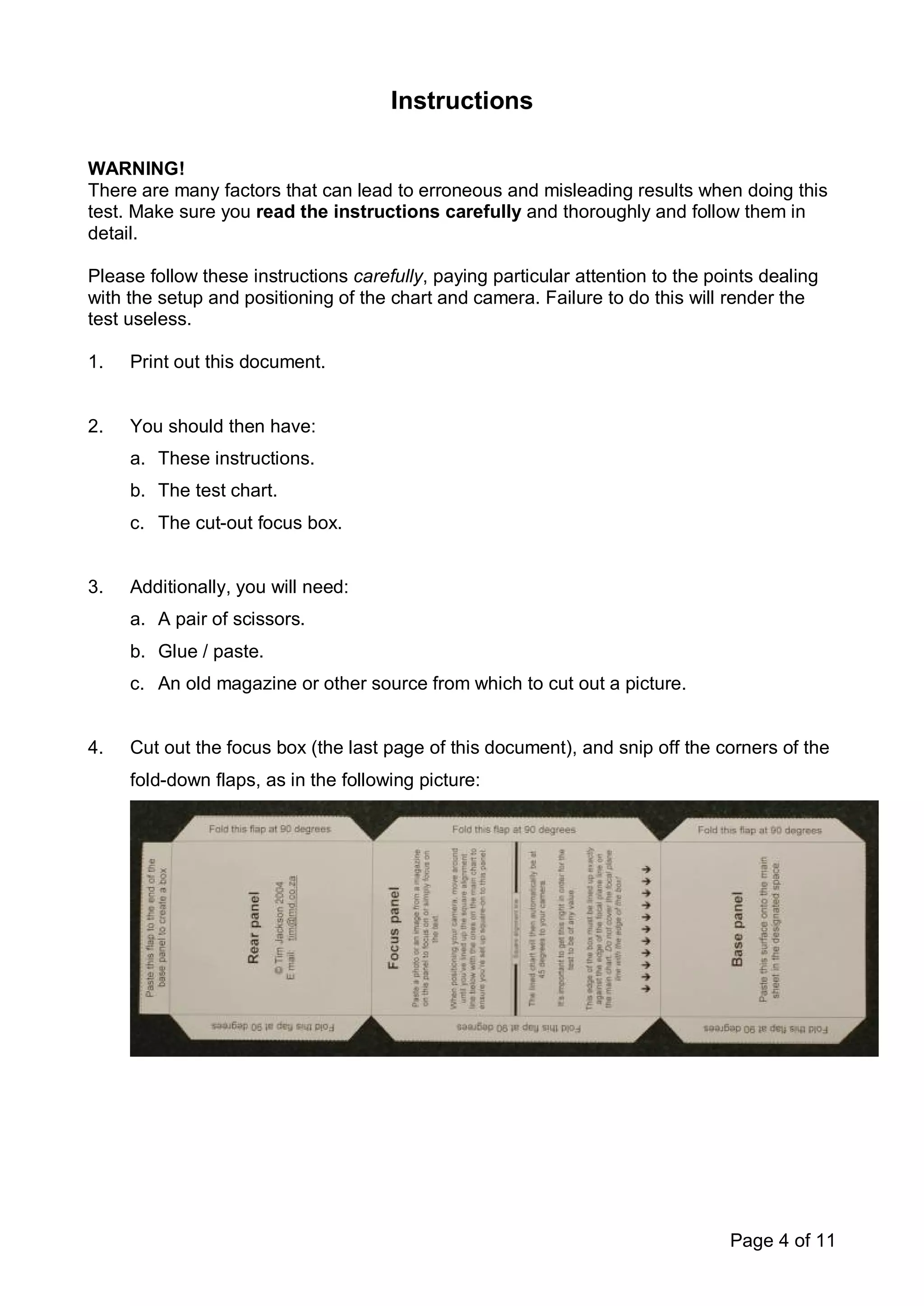 Back front focus test chart | PDF