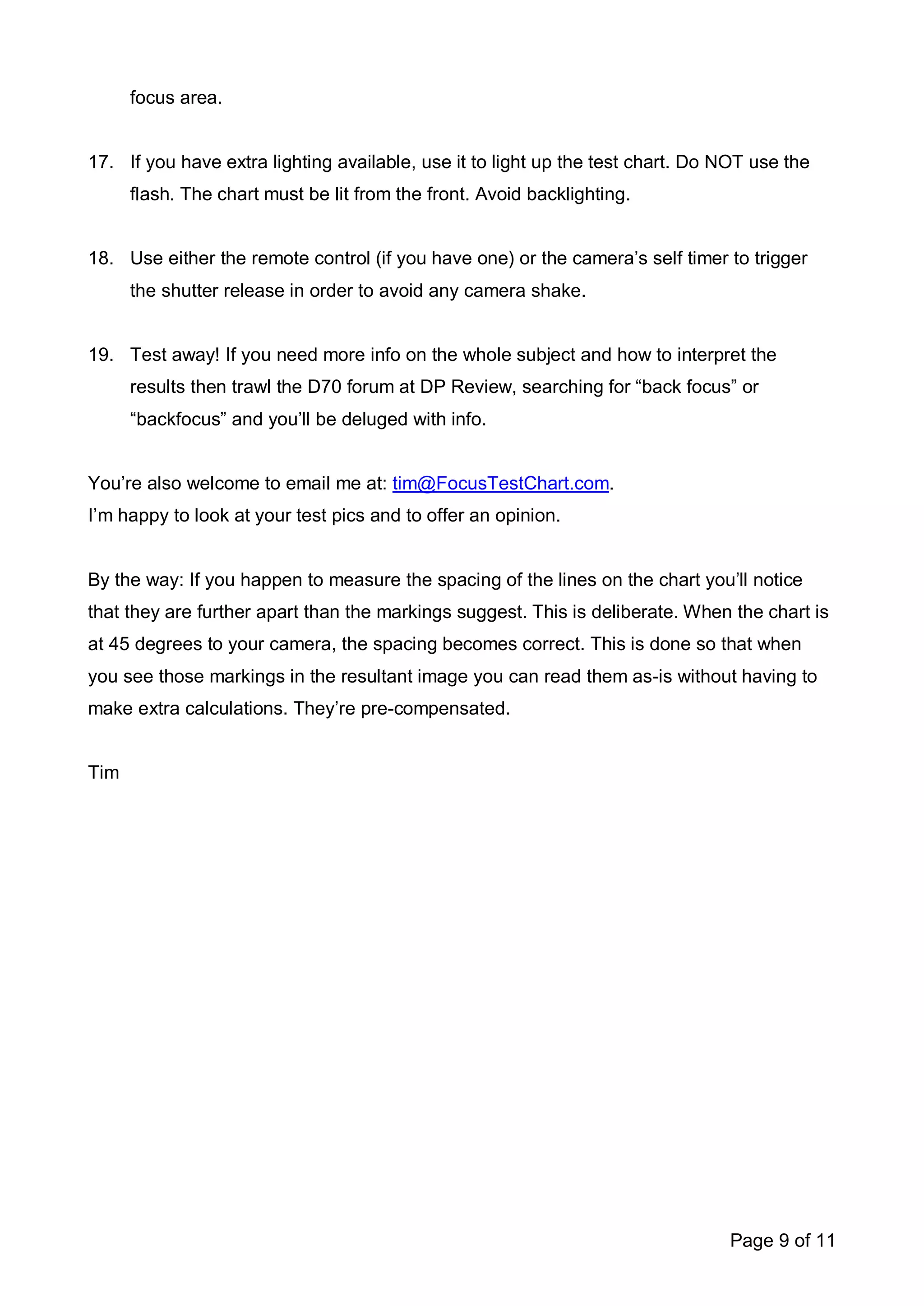Back front focus test chart | PDF
