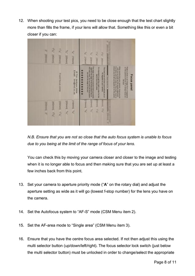Back front focus test chart | PDF