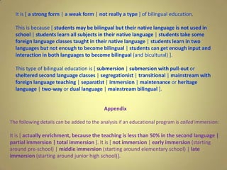 Analyzing Types of Bilingual Education | PPTX