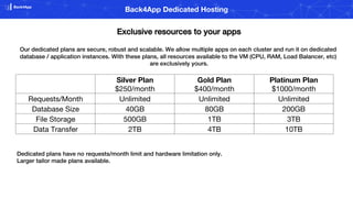Back4App Plans Overview - Backend as a Service | PDF