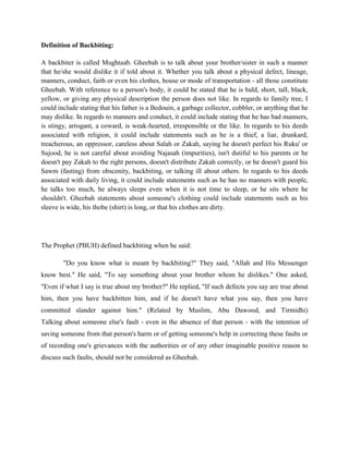 Backbiting and its destructions | DOCX