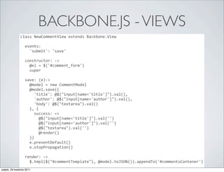 Backbone.js - Michał Taberski (PRUG 2.0) | PPT