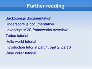 Javascript frameworks: Backbone.js